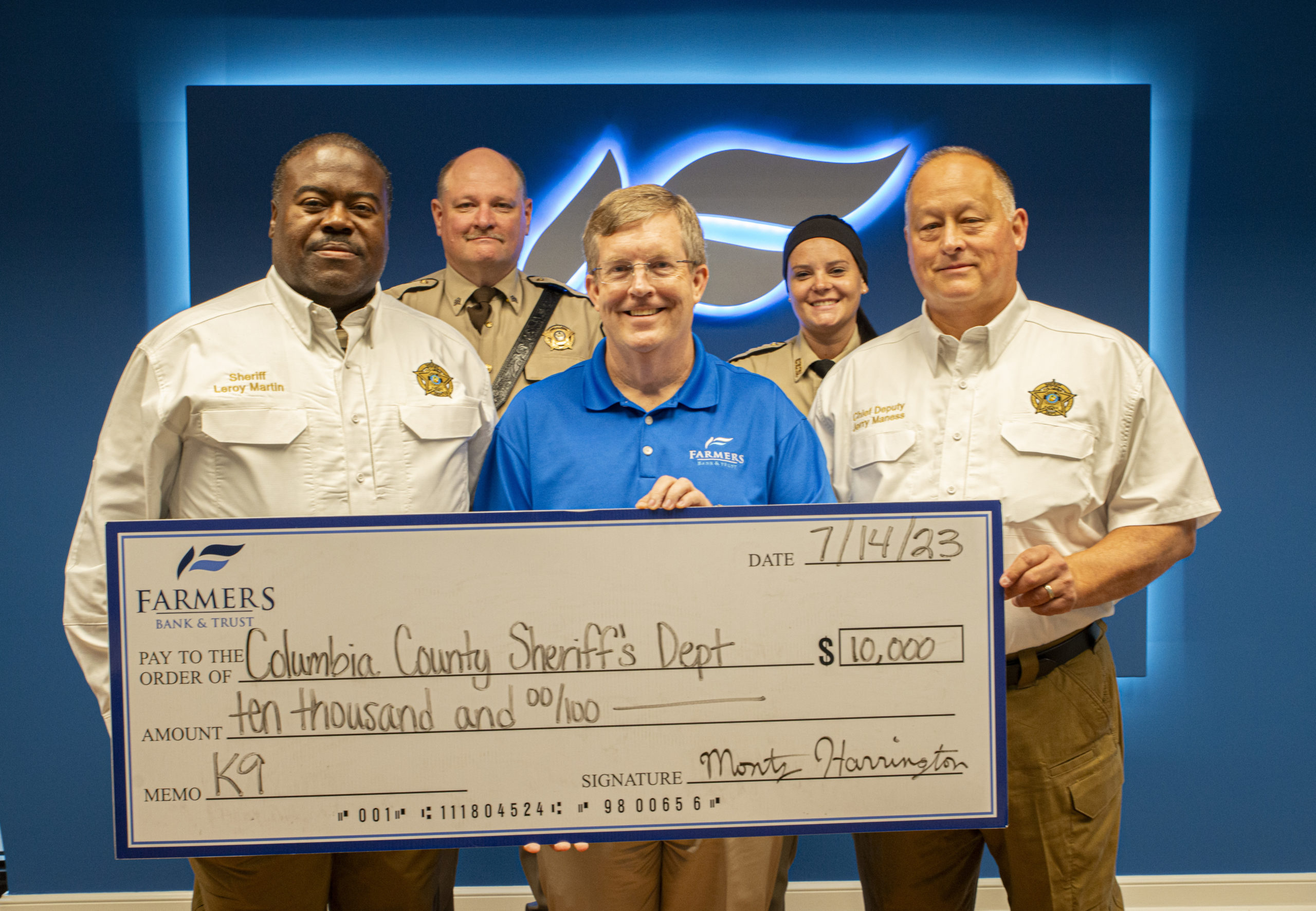 FB&T Donates $10K to CCSO K-9 Program